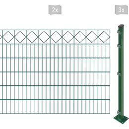 Arvotec Doppelstabmattenzaun "EASY 120 zum Aufschrauben "Karo" mit Zierleiste" Zaunelemente Zaunhöhe 120 cm, Zaunlänge 2 - 60 m Gr. H/L: 120 cm x 4 m, Pfosten: 3 St., grün (dunkelgrün)