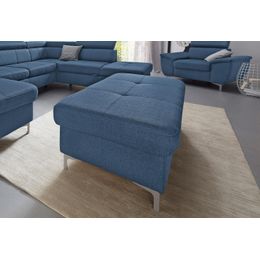 Hocker exxpo - SOFA FASHION "Azzano" Gr. B/H/T: 136 cm x 45 cm x 70 cm, Struktur, Hocker, blau (nachtblau) Polsterhocker