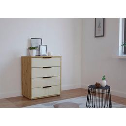 Schubkastenkommode Wiemann "Monaco" Sideboards Gr. B/H/T: 40 cm x 70 cm x 43 cm, 4, braun (bianco, eiche, nachbildung, glas champagner) mit Glasfront in diversen Breiten, vormontiert