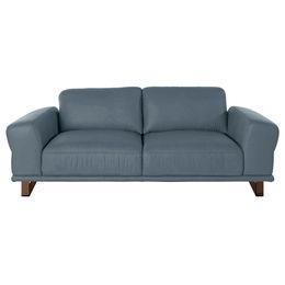2,5-Sitzer W.Schillig "montanaa", blau (blau z69), B:212cm H:78cm T:94cm, Sofas, mit Metallkufen in Bronze pulverbeschichtet, Breite 212 cm