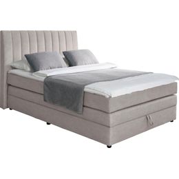 Boxspringbett Alina "Marvin", grau (betongrau tra 9), B:131cm L:212cm, Feinstruktur TRA (100% Polyester), Komplettbetten, Boxspringbett, inklusive Bettkasten und Topper, in diversen Ausführungen