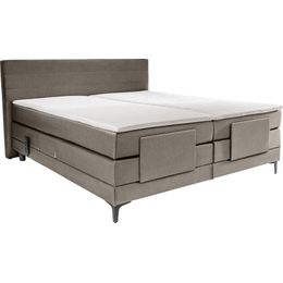 Boxspringbett Alina "Powell", braun (hellbraun gcp 42), B:172cm L:212cm, Chenille GCP (100% Polyester), Komplettbetten, Boxspringbett, inkl. Motor, Matratze und Topper, in unterschiedlichen Ausf&uuml;hrungen