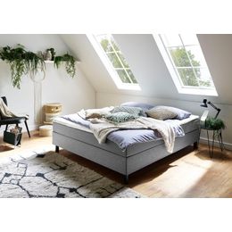ATLANTIC HOME COLLECTION Boxbett "Happy", grau, B:160cm L:200cm, Bettgestell und seitliche Einfassung der Matratzen: Strukturstoff, 100% Polyester;Spiegelfläche der Matratze: 100% Polyester;Topper: 100% Polyurethan, Bezug (100% Polyester);Bezug Kopfkissen und Steppdecke: Microfaser (100% Polyester), waschbar bis 95C;Füllung Kopfkissen und Steppdecke: silikonisierte Hohlfaser (100% Polyester), anti-alergisch, ATLANTIC HOME