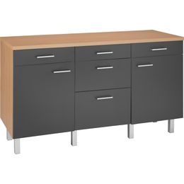 Unterschrank Optifit "Tapa" Schränke Gr. B/H/T: 150 cm x 86,4 cm x 60 cm, 2 St., grau (anthrazit, buche) mit große Schubkästen, Breite 150 cm