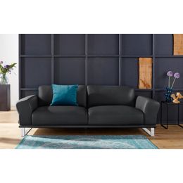 2,5-Sitzer W.Schillig "montanaa", schwarz (schwarz z59), B:232cm H:78cm T:94cm, Sofas, mit Metallkufen in Chrom gl&auml;nzend, Breite 232 cm