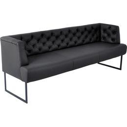 K+w Komfort & Wohnen Polsterbank K+W KOMFORT & WOHNEN "Creso" Sitzbänke Gr. B/H/T: 222 cm x 83 cm x 67 cm, schwarz (nero) im modernen Chesterfield-Look, mit schwarzen Kufenfüßen