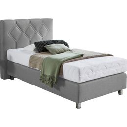 Boxspringbett "Ph&ouml;nix", grau, B:115cm L:210cm, Bezug Bett: Microvelours (100% Polyester) oder Feinstruktur (100% Polyester);Bezug Bonnell-Federkernmatratze: 100% Polyester;Bezug Kaltschaummatratze: 100% Polyester;Bezug Tonnentaschenfederkernmatratze: 80% Baumwolle, 20%Polyester, Westfalia Schlafkomfort, Komplettbetten, Boxspringbett