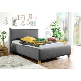 Polsterbett Maintal, grau (anthrazit), B:153cm L:214cm, Betten, Polsterbett ohne Bettkasten Polsterbett, mit Bettkasten