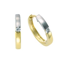 Paar Creolen Vivance "333 Gold zweifarbig 16mm Zirkonia" Ohrringe Gr. ONE-SIZE, Gold, bunt (mehrfarbig, weiß) Damen