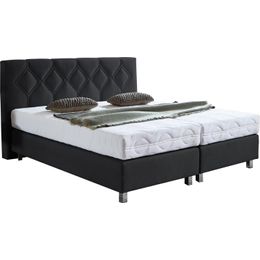 Boxspringbett "Ph&ouml;nix", schwarz, B:195cm L:210cm, Bezug Bett: Microvelours (100% Polyester) oder Feinstruktur (100% Polyester);Bezug Bonnell-Federkernmatratze: 100% Polyester;Bezug Kaltschaummatratze: 100% Polyester;Bezug Tonnentaschenfederkernmatratze: 80% Baumwolle, 20%Polyester, Westfalia Schlafkomfort, Komplettbetten, Boxspringbett