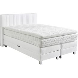 Boxspringbett, weiß, B:155cm L:210cm, Bezug: 100% Polyester;Polsterung: 100% Polyester, Westfalia Schlafkomfort, Komplettbetten, Boxspringbett, wahlweise mit Bettkasten und Topper