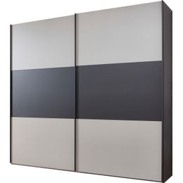 Schwebetürenschrank Wiemann "Korfu" Schränke Gr. B/H/T: 197,3 cm x 217 cm x 67 cm, 2 St., grau (grau schwarz) hochwertige Beschläge