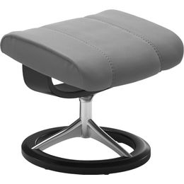 Fußhocker stressless "Consul" Hocker Gr. B/H/T: 54 cm x 41 cm x 39 cm, Leder BATICK, Signature Base Schwarz, grau (wild dove batick) mit Signature Base, Gestell Schwarz