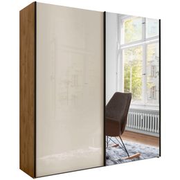 Schwebetürenschrank Wiemann "Monaco" Schränke Gr. B/H/T: 148,9 cm x 217 cm x 67 cm, 2 St., weiß (bianco, eiche, nachbildung, glas champagner, kristallspiegel) mit Glasfront sowie hochwertigen Beschlägen