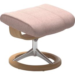 Fußhocker stressless "Consul" Hocker Gr. B/H/T: 54 cm x 41 cm x 39 cm, ROHLEDER Stoff Q2 FARON, Signature Base Eiche, pink (light q2 faron) mit Signature Base, Gestell Eiche