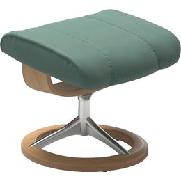 Fußhocker stressless "Consul" Hocker Gr. B/H/T: 54 cm x 41 cm x 39 cm, Leder PALOMA, Signature Base Eiche, grün (aqua green paloma) mit Signature Base, Gestell Eiche