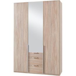 Kleiderschrank wimex "New York" Schränke Gr. B/H/T: 135 cm x 236 cm x 58 cm, 3 St., braun (struktureichefarben hell, spiegel) mit Spiegeltür