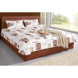 Polsterbett, braun, B:190cm L:210cm, Bezug Bett: Mikrofaser (100% Polyester);Bonnell-Federkernmatratze: Mischgewebe (51% Polyprophlen, 39% Polyester, 10% Baumwolle);Kaltschaummatratze: Frottee (100% Polyester), Bezug abnehm- und waschbar bis 60C, Westfalia Schlafkomfort, Betten, Polsterbett, inkl. Bettkasten bei Ausf&uuml;hrung mit Matratze