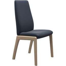 Polsterstuhl stressless "Laurel", blau (oxford blau paloma, walnuss), B:57cm H:105cm T:60cm, Leder PALOMA: PALOMA ist ein durchgefärbtes Semianilin-Möbelleder mit natürlicher Narbung., Stühle, High Back, Größe L, mit abgerundeten Beinen in Walnuss