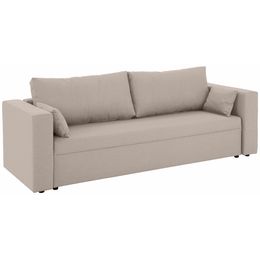 3-Sitzer Home Affaire "Pur", beige, B:227cm H:87cm T:85cm, Struktur (100% Polyester);100% Polyester Melrose;Luxus-Microfaser Nubuk (100% Polyester), Sofas, wahlweise mit Bettfunktion