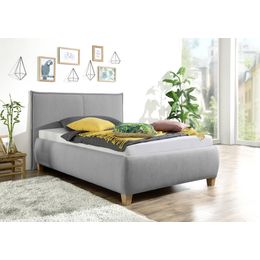 Polsterbett Maintal, grau, B:133cm L:214cm, Betten, Polsterbett ohne Bettkasten Polsterbett, mit Bettkasten