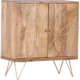 Kommode GUTMANN FACTORY "Scan" Sideboards Gr. B/H/T: 80 cm x 87 cm x 43 cm, Anzahl Türen: 2, mit goldfarbenen Einfräsungen, beige (natur) mit modernen Haarnadel Beinen