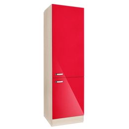 Hochschrank Optifit "Faro" Schränke Gr. B/H/T: 60 cm x 206,8 cm x 57,1 cm, 2 St., rot (rot glanz) mit Metallgriffen, Breite 60 cm