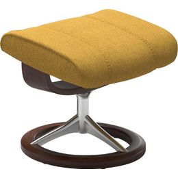 Fußhocker stressless "Consul" Hocker Gr. B/H/T: 54 cm x 41 cm x 39 cm, ROHLEDER Stoff Q2 FARON, Signature Base Braun, gelb (yellow q2 faron) mit Signature Base, Gestell Braun