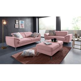 Sit & More 2,5-Sitzer SIT & MORE "Percy", rosa (altrosa), B:207cm H:80cm T:112cm, Sofas, 15 cm Fu&szlig;h&ouml;he, Sitztiefenverstellung, wahlweise Kopfteilverstellung