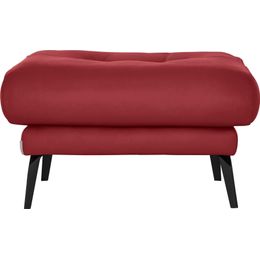 Hocker W.Schillig "softy", rot (ruby rot z59), B:74cm H:43cm T:61cm, Chenille-Flachgewebe R66 (85% Polyester, 15% Nylon), Velourgewebe V41 (100% Polyester), Longlife Xtra-Leder Z59: Glattleder mit modischer Prägung. Hautstärke 0, 9 - 1, 1 mm, Hocker, mit dekorativer Heftung im Sitz, Füße schwarz pulverbeschichtet