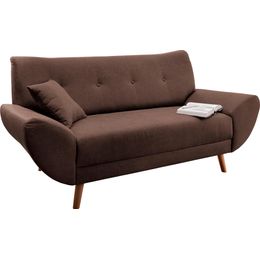 2-Sitzer Home Affaire "Basta", braun (dunkelbraun), B:174cm H:80cm T:82cm, 100% PES (Polyester), Sofas