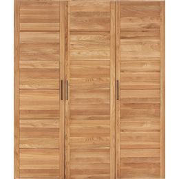 Drehtürenschrank Home Affaire "Chamara" Schränke Gr. B/H/T: 185 cm x 218 cm x 65 cm, 3-türig mit Holz, 3 St., Basisausführung, beige (natur) Drehtürenschrank Kleiderschrank aus massivem Eichenholz, in unterschiedlichen Breiten, Höhe 218 cm