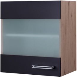 Glashängeschrank Flex-Well "Antigua" Schränke Gr. B/H/T: 50 cm x 55 cm x 32 cm, 1 St., grau (anthrazit, san remo eiche) (B x H T) 50 54,8 32 cm, mit Stollenglastüren