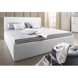 Polsterbett, weiß, B:128cm L:212cm, Bezug Bett: Kunstleder;Bonnell-Federkernmatratze: 51% Polypropylen, 39% Polyester und 10% Baumwolle;Kaltschaummatratze: 100% Polyester, Bezug abnehm- und waschbar bis 60C, Westfalia Schlafkomfort, Betten, mit Bettkasten