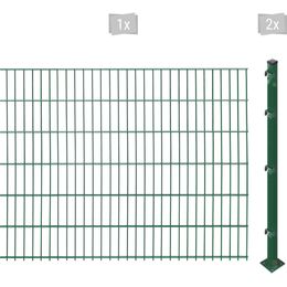 Arvotec Doppelstabmattenzaun "ESSENTIAL 123 zum Aufschrauben" Zaunelemente Zaunhöhe 123 cm, Zaunlänge 2 - 60 m Gr. H/L: 123cm x 2 m, Pfosten: 2 St., grün (dunkelgrün)