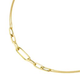 Collier Smart Jewel "Mittelteil ovale Glieder, Panzerkette, Silber 925" Halsketten Gr. 45 cm, Silber 925 (Sterlingsilber), goldfarben (gold) Damen