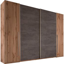 Schwebetürenschrank Schlafkontor "Match" Schränke Gr. B/H/T: 270 cm x 225 cm x 61 cm, 4 St., grau (wildeichefarben, betonfarben) mit Dreh- und Schwebetüren