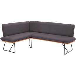 NIEHOFF SITZMÖBEL Eckbank NIEHOFF SITZMÖBEL Sitzbänke Gr. H/T: 85 cm x 68 cm, Microfaser, langer Schenkel rechts, grau (graphit, schwarz) Spitzkissenoptik, mit umlaufender Holzleiste in Charakter-Eiche