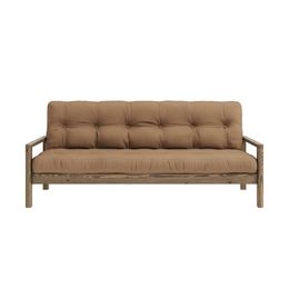 Schlafsofa Karup Design "KNOB", braun (mocca), B:205cm H:79cm T:95cm, Matratzenmaterialzusammensetzung: Futonmatratze mit Knopfheftung, H&ouml;he 14 cm, aus recyceleten Mischfasern mit einem Kern aus 4 cm Schaumstoff. Matratzenf&uuml;llung: Baumwoll-Mix-F&uuml;llung 90-95% Baumwolle und 5-10% Polyester. Bezug: 80% Baumwolle, 20% Polyester, Sofas, Schlafsofa, mit Futonmatratze, verschiedene Farben, FSC-zertifizie