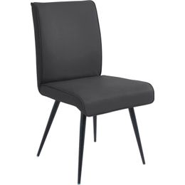 K+w Komfort & Wohnen 4-Fußstuhl K+W KOMFORT & WOHNEN "Giacomo I", grau (asphalt, schwarz), B:48cm H:91cm T:60cm, Stühle, 4- Fußstuhl mit umlaufenden 4mm Keder am Rücken und Sitz, Metallfüße
