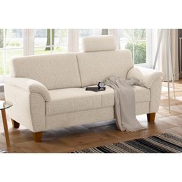 3-Sitzer Home Affaire "Alta", beige (natur), B:186cm H:87cm T:88cm, Struktur fein ( 100% Polyester);Luxus-Microfaser ALTARA NUBUCK (100% Polyester);Struktur ( 100% Polyester), Sofas, mit Federkern und Kontrastnaht, F&uuml;&szlig;e Buche eichefarben