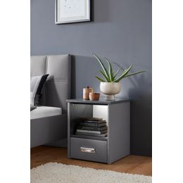 Nachtkonsole "Brilon", grau (hellgrau, schieferoptik anthrazit), B:45cm H:53cm T:45cm, Holzwerkstoff, Westfalia Schlafkomfort, Sideboards, wahlweise mit indirekter LED-Beleuchtung