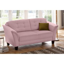 3-Sitzer Home Affaire "Trondheim", rosa (altrosa), B:196cm H:89cm T:90cm, Flachgewebe (100% Polyester);Luxus-Microfaser (90% Polyester, 10% Polyamid);Struktur fein (100% Polyester), Sofas, mit Federkern, Knopfheftung im R&uuml;cken, F&uuml;&szlig;e Buche