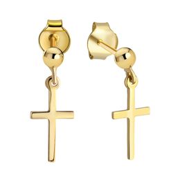 Paar Ohrstecker Firetti "Schmuck Geschenk Gold 375 Ohrschmuck Kreuz" Ohrringe Gr. Gelbgold 375, goldfarben (gelbgoldfarben) Damen