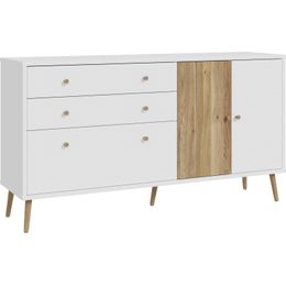 Sideboard FORTE "Harllson EasyKlix by FORTE" Sideboards Gr. B/H/T: 159,2 cm x 86,5 cm x 41,5 cm, 2, weiß (weiß, mauvella eiche) die neue geniale Art Möbel aufzubauen