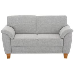 2-Sitzer Home Affaire "Texel", silber, B:156cm H:87cm T:88cm, Struktur ( 100% Polyester);Struktur fein ( 100% Polyester);Luxus-Microfaser ALTARA NUBUCK (100% Polyester), Sofas, mit Federkern und Kontrastnaht, F&uuml;&szlig;e Buche eichefarben