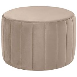 Pouf Fink "Helen", beige (creme), B:60cm H:43cm T:60cm, Poufs, mit seitlichen Nähten