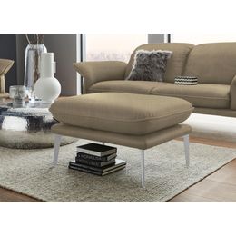 Hocker W.Schillig "sherry", beige (ecru w82), B:82cm H:42cm T:62cm, Flachgewebe W82 Q2 (74% Polyacryl, 26% Polyester), Chenillegewebe V34 (52% Polyester, 38% Baumwolle, 10% Polyacryl), Hocker, German Design Award 2018, Winkelfüße in Chrom glänzend, Breite 82 cm