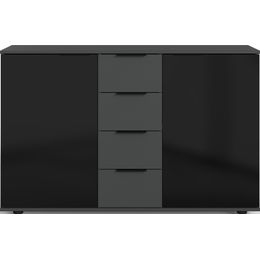 Kombikommode wimex "Barcelona" Sideboards Gr. B/H/T: 130 cm x 83 cm x 41 cm, 4, schwarz (graphit, glas schwarz) mit Glaselementen auf den Türen