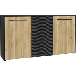 Sideboard FORTE Sideboards Gr. B/H/T: 164,2 cm x 88,8 cm x 42 cm, schwarz (schwarz, mauvella eiche, terra)